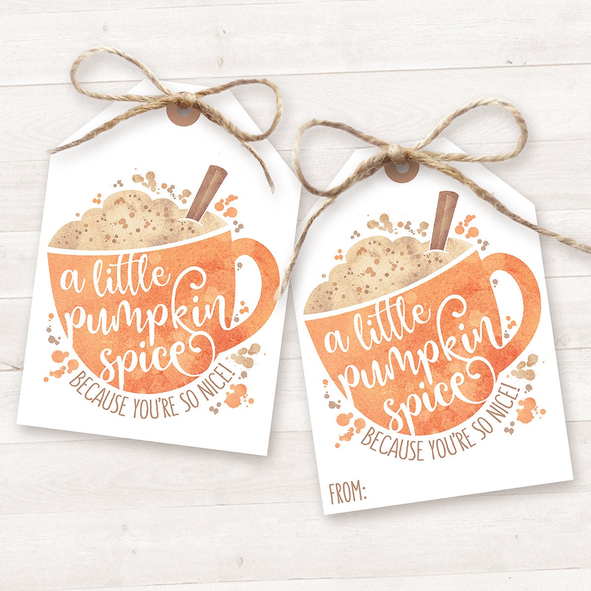 Pumpkin Spice Gift Tags PRINTABLE Fall Gift Tags Fall Favor - Etsy