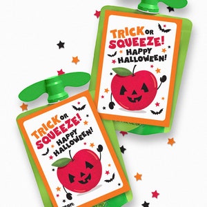 Applesauce Squeeze Pouch Halloween Treat Tag Printable for Trick or ...