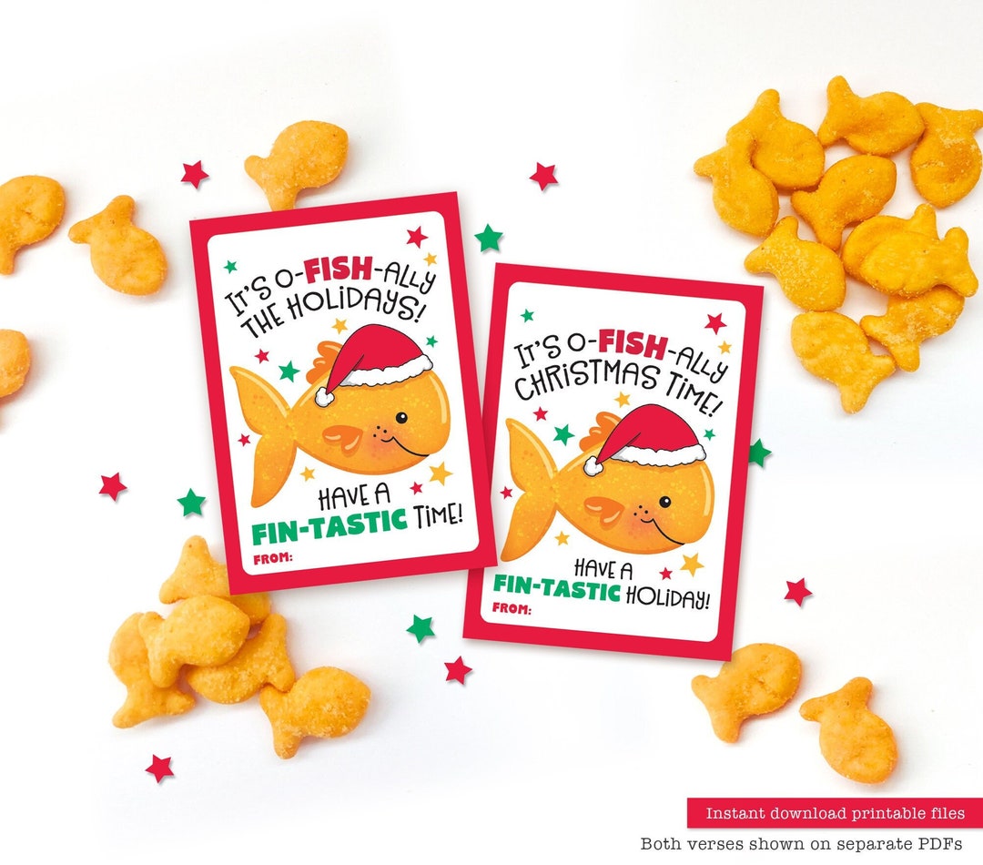 Printable O-fish-ally the Holidays Christmas Snack Tag Goldfish ...