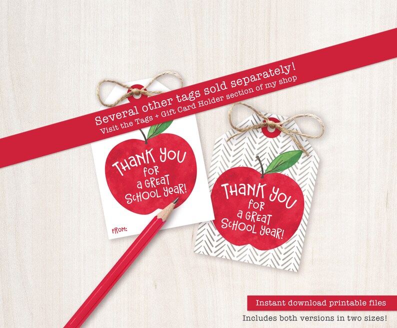 Teacher Appreciation Week Gift Tag PRINTABLE Teacher Thank You Card ...