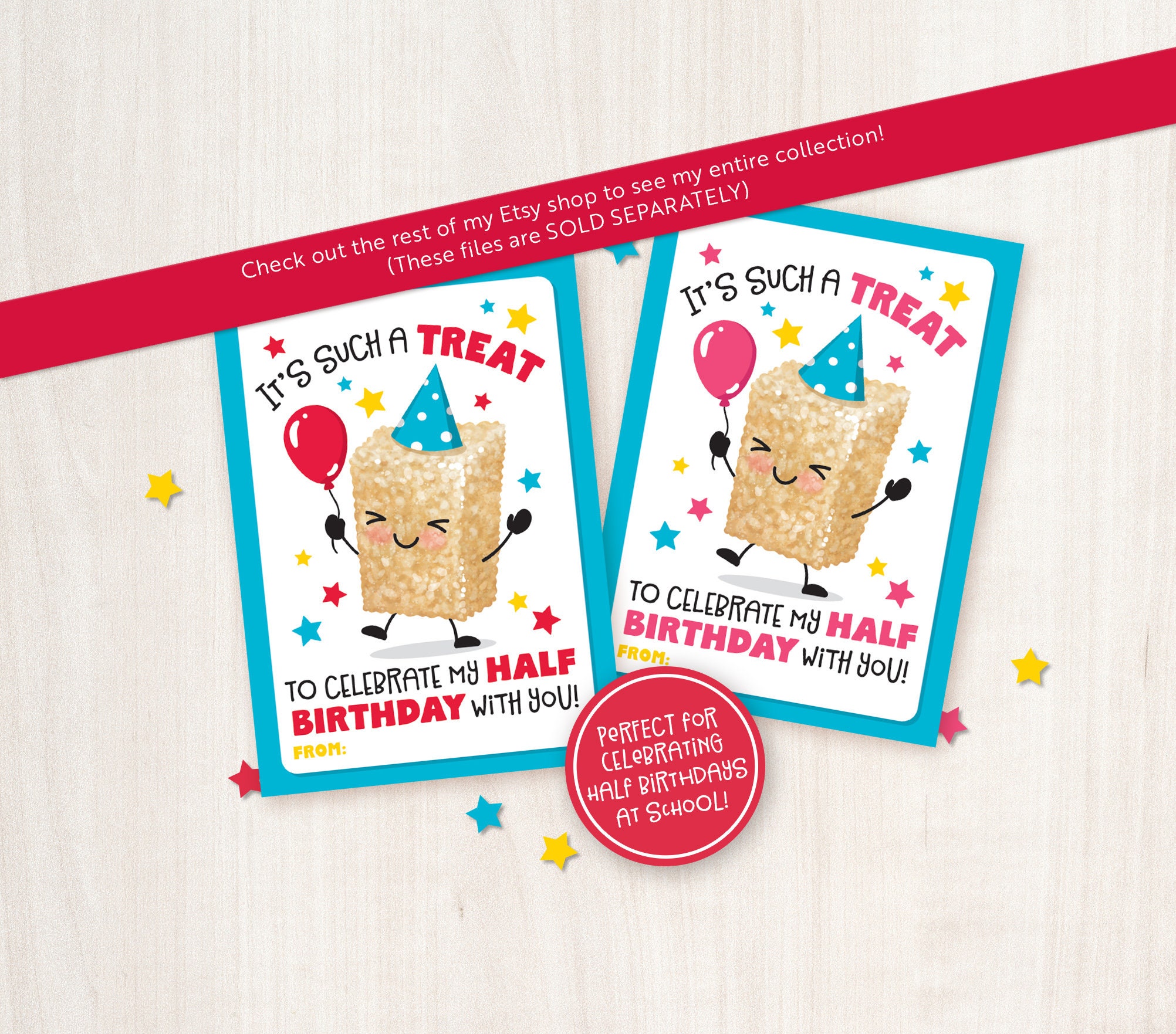 Printable HALF Birthday Treat Tag Classroom Fruit Roll Fruit Snack ...