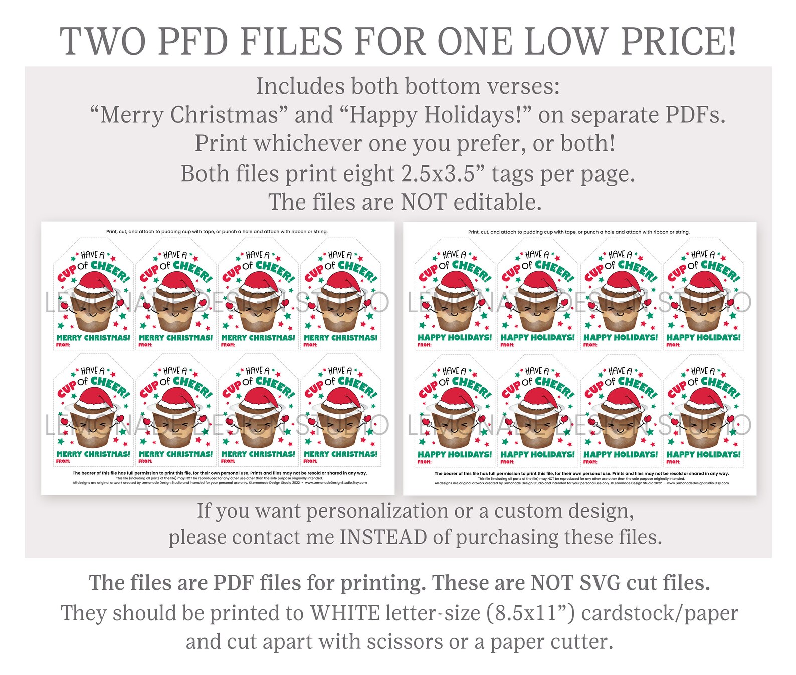 Printable Christmas Treat Tags Pudding Cup Tags School Labels - Etsy