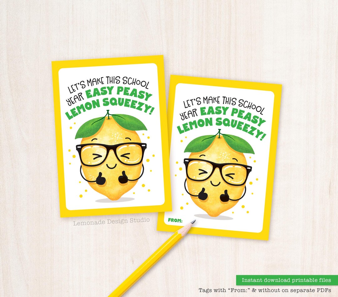 Back to School Printable Lemon Gift Tag for Lemon Candy or Lemonade ...