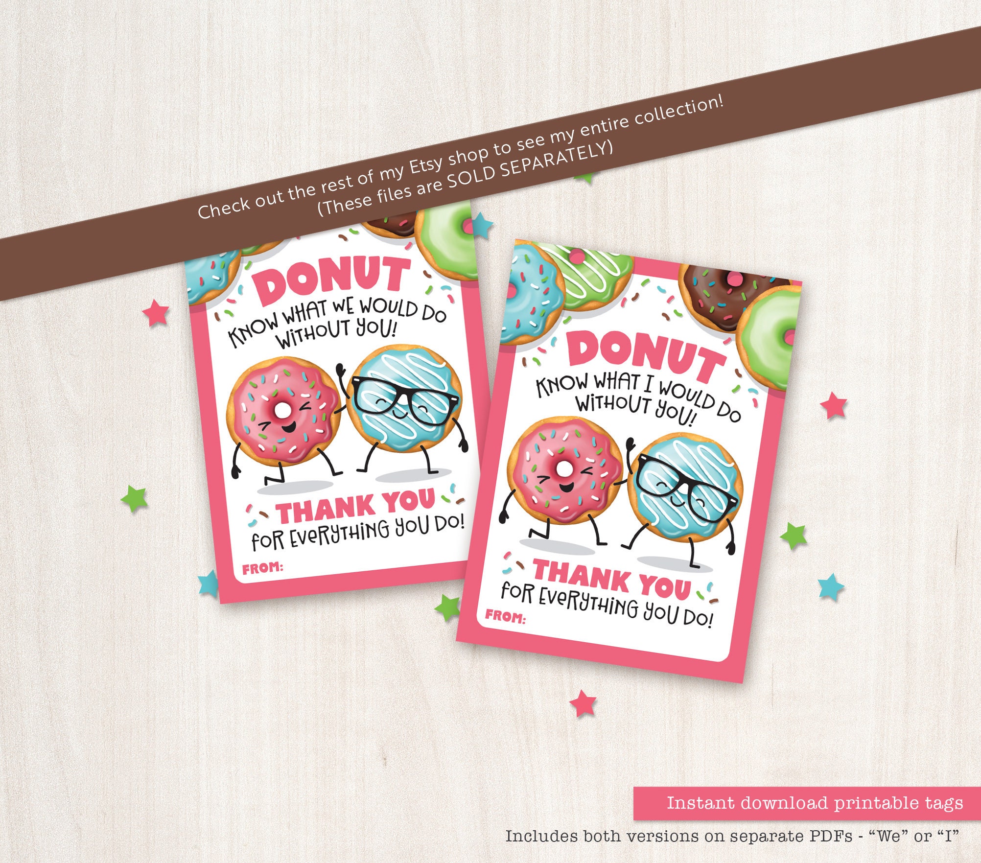 PRINTABLE Donut Shop Gift Card Holder Teacher Valentine Greeting Card ...
