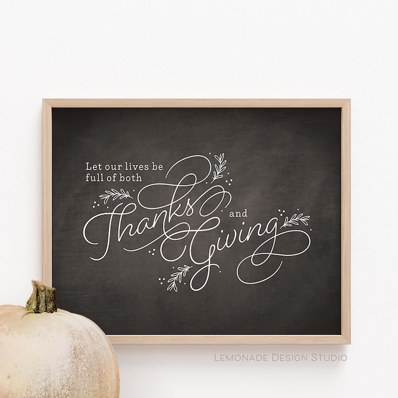Printable Thanksgiving Chalkboard Art Thanks and Giving Sign | Etsy