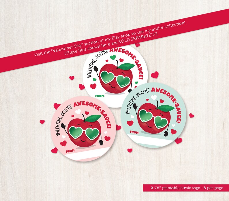 Kids Valentines Kids Valentine Cards Applesauce Valentine Tags ...