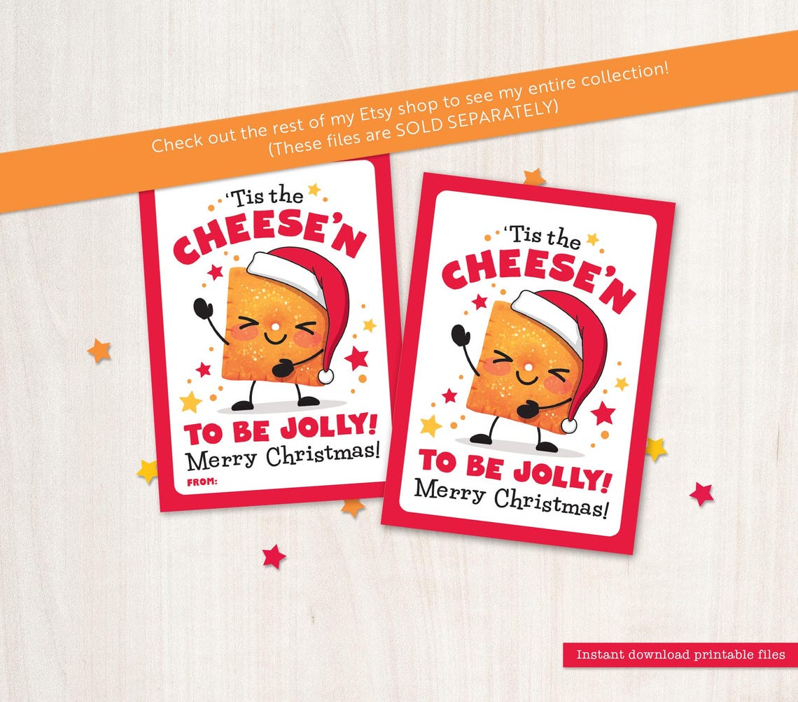 Printable Christmas Cheese Snack Tag Classroom Non-candy Treat School ...