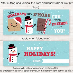 PRINTABLE Holiday Favor Tags, Christmas Treat Tags, Christmas Smores ...