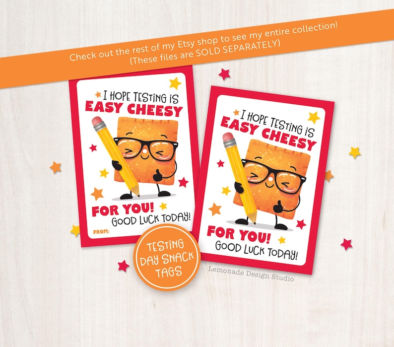 Printable Testing Day Snack Tag Classroom Treat Tag Crispy Rice Treats ...