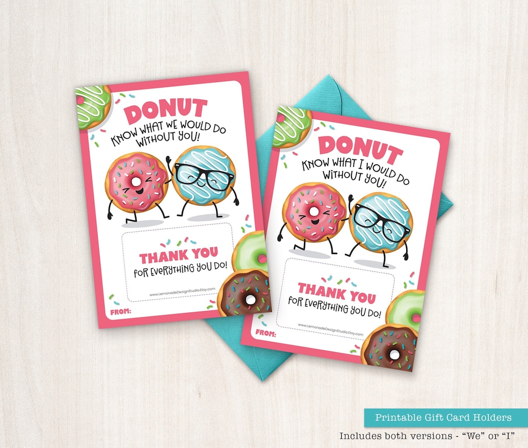 PRINTABLE Donut Gift Card Holder Teacher Appreciation Week Teacher Gift ...