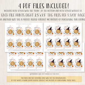 Printable Halloween Tags Trick or Treat Bag Chocolate Chip Cookie Tags ...