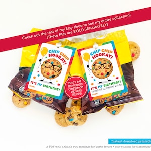 Printable Birthday Treat Tag Classroom Treat Bag Mini Muffins Snack ...