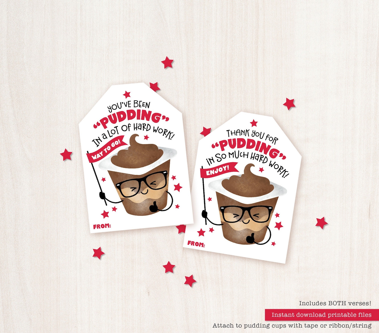 Printable Pudding Cup Tags Classroom Treat Tag Classroom Snack School ...