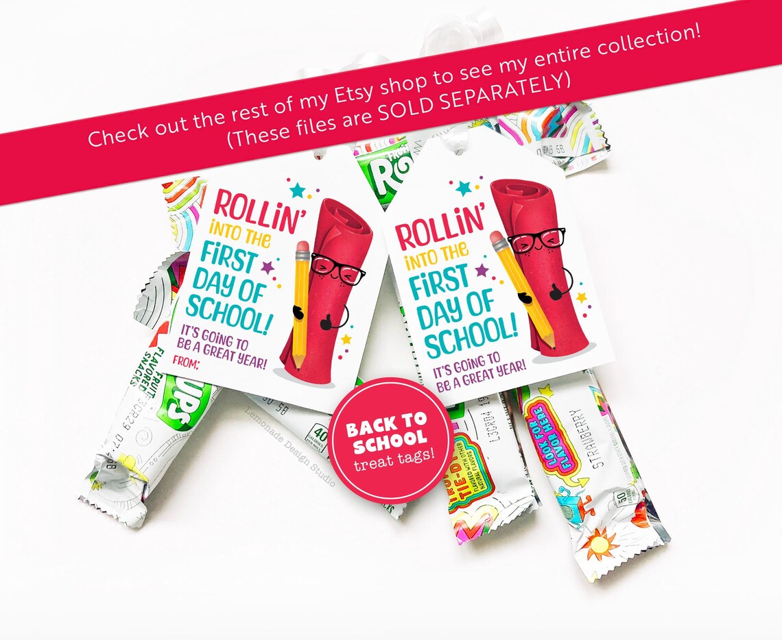 Printable First Day of School Fruit Rolls Fruit Tag Back to School ...