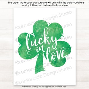 Printable St. Patrick's Day Sign, Shamrock Decorations, Lucky in Love ...