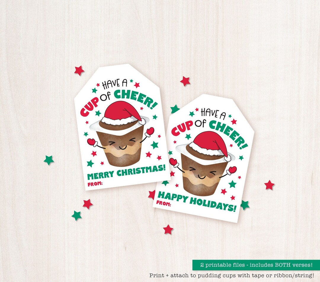 Printable Christmas Treat Tags Pudding Cup Tags School Labels Classroom ...