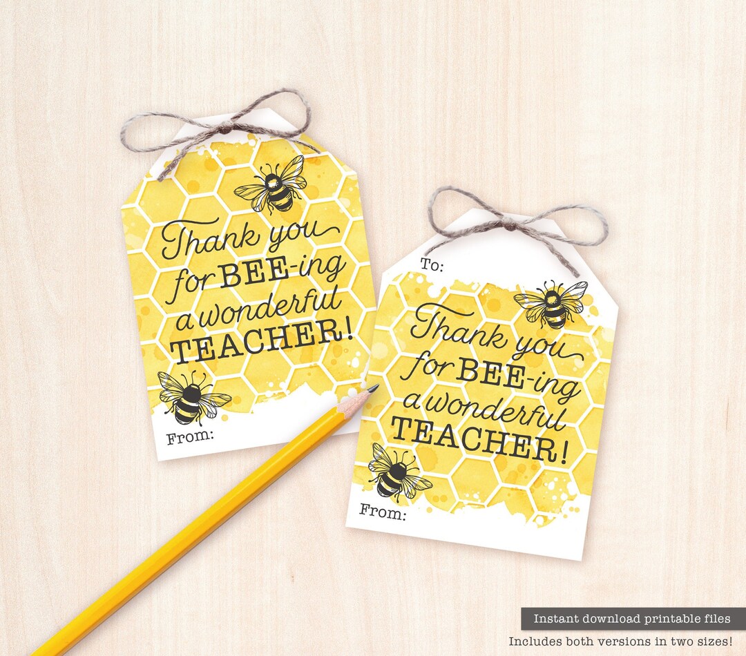 Teacher Appreciation Gift Tag Thank You for Beeing Teacher Printable ...