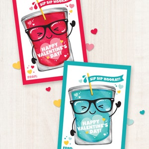 Printable Classroom Valentines for Kids Juice Pouch Tags Valentine ...