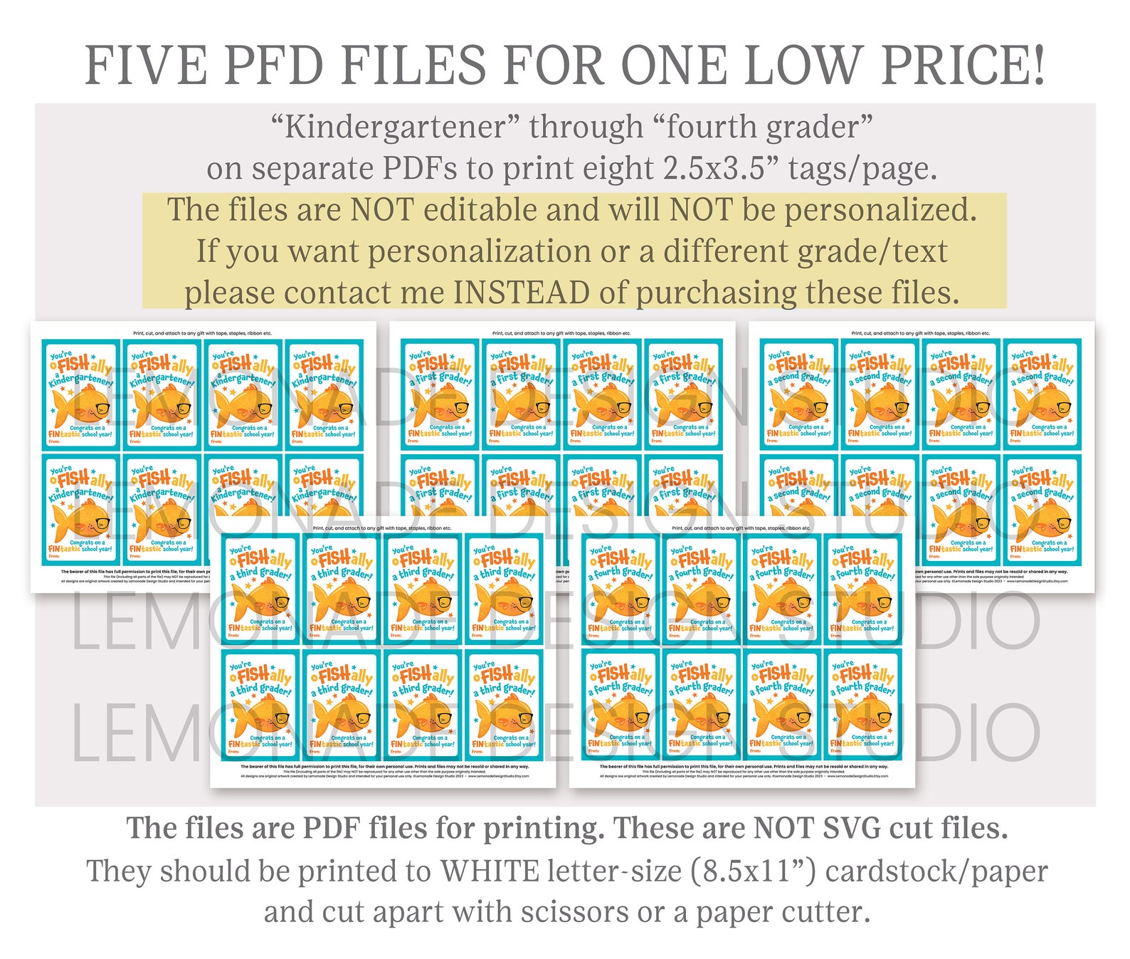 O Fish Ally Kindergarten - 4th Grade Goldfish Tags Printable Last Day ...