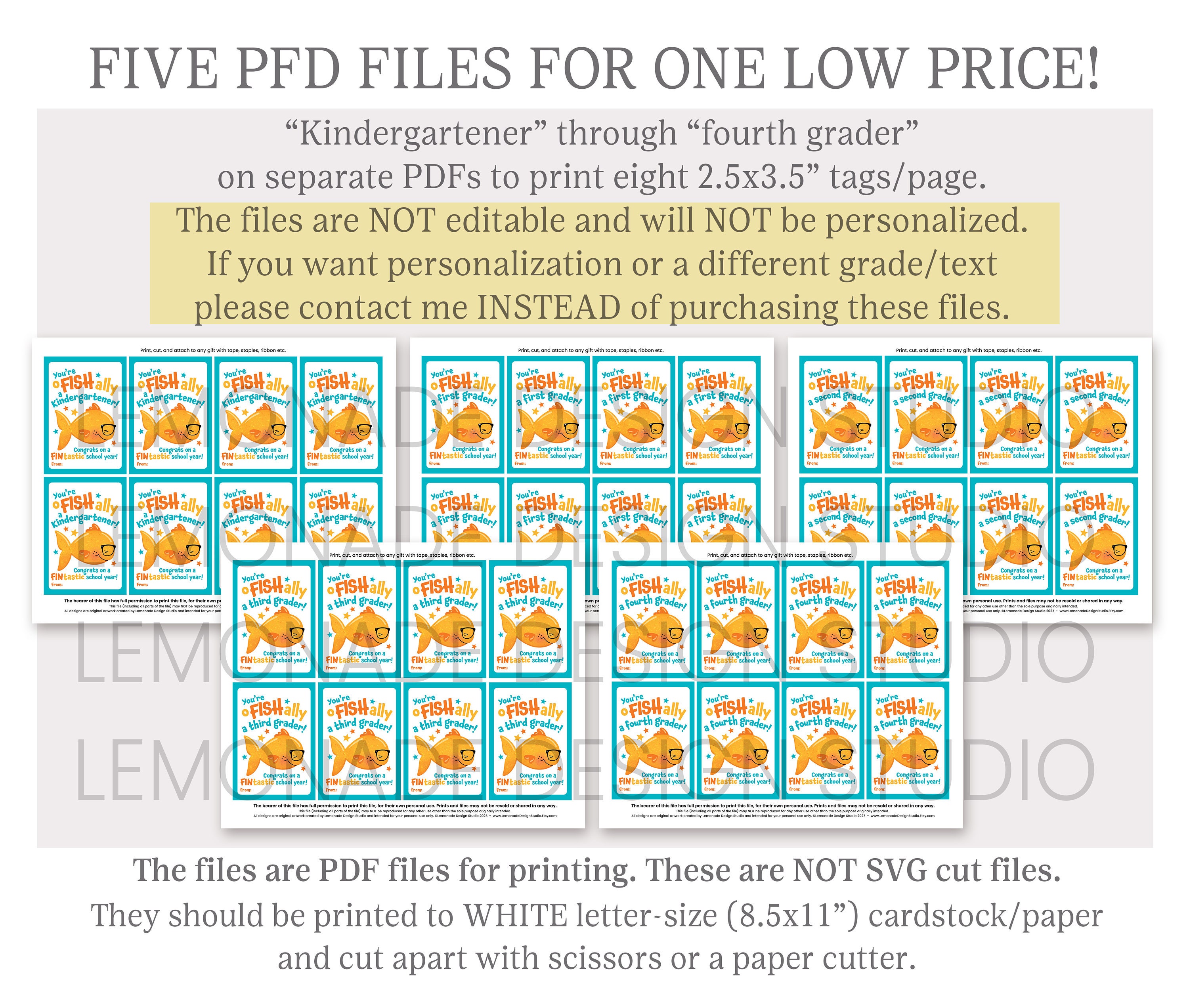 O Fish Ally Kindergarten - 4th Grade Goldfish Tags Printable Last Day ...