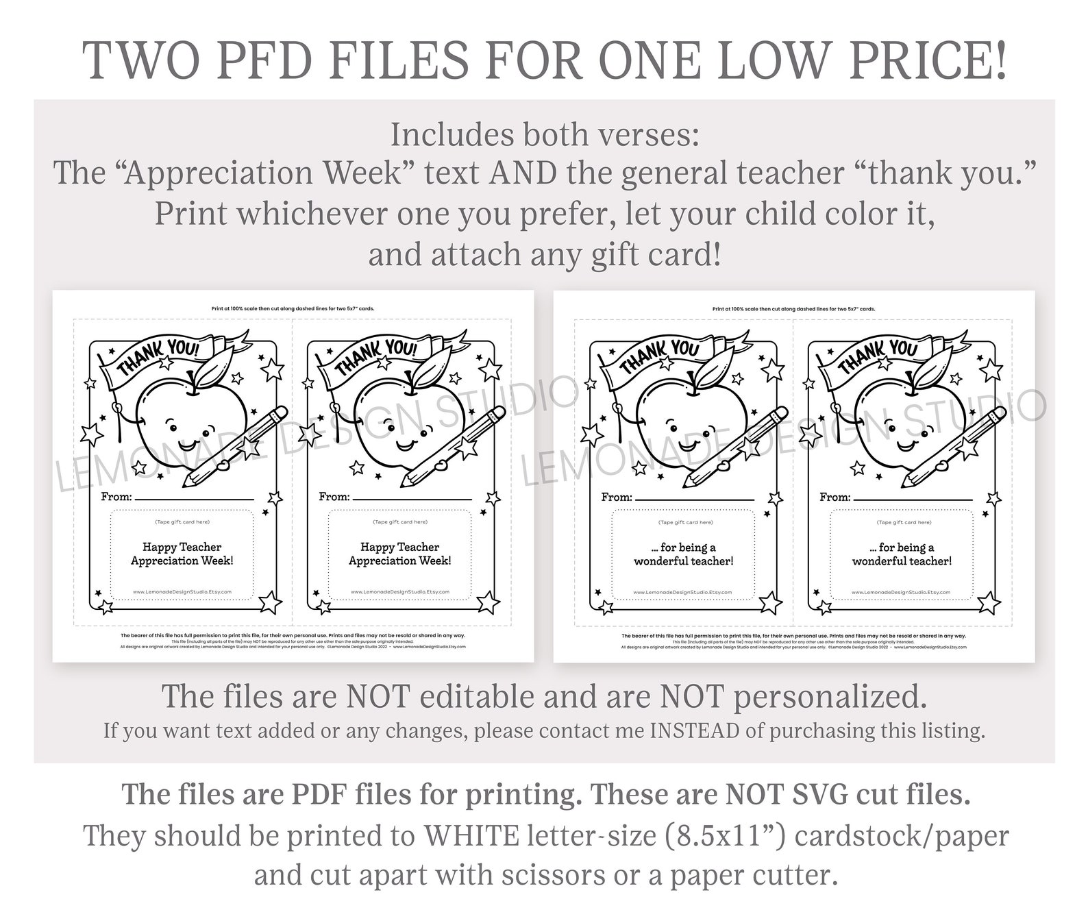 Teacher Appreciation Week PRINTABLE Gift Card Holder Coloring - Etsy