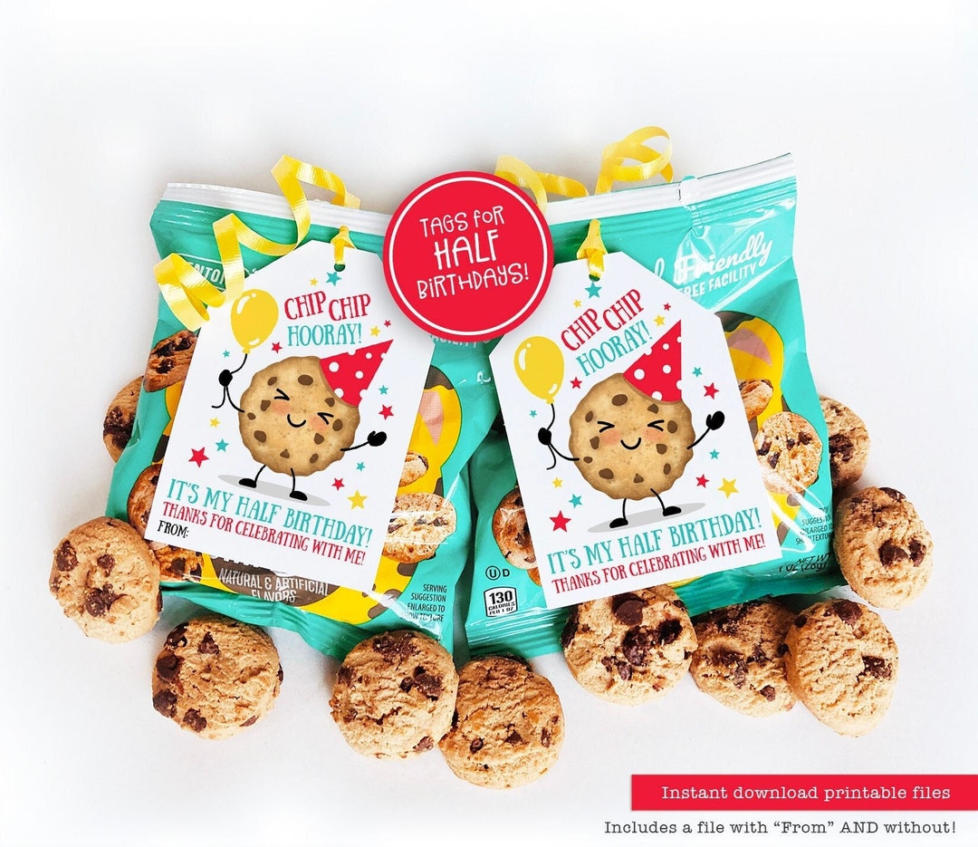 Printable HALF Birthday Treat Tag Classroom Treat Bag Tag Chocolate ...