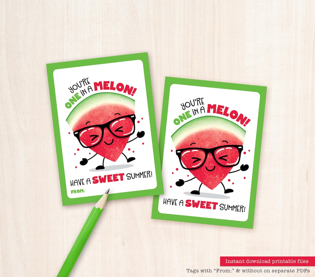 Watermelon Last Day of School Treat Tags One in a Melon Sweet Summer ...