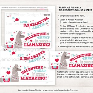 PRINTABLE Kids Valentines Printable Valentine Treat Bag Toppers Llama ...