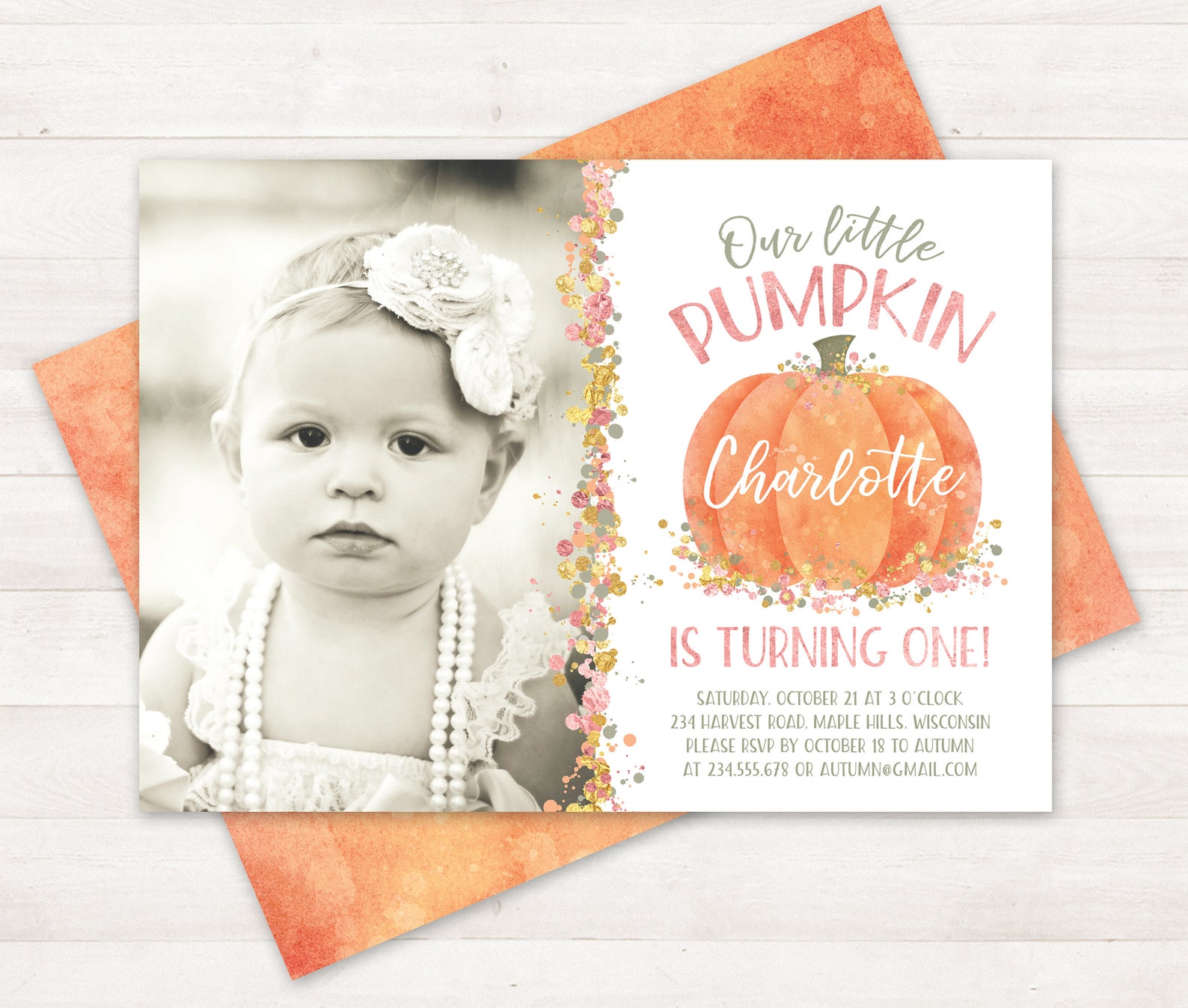 Little Pumpkin First Birthday Invitation, Little Pumpkin Invitations ...