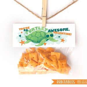 PRINTABLE Turtle Valentines for Kids Valentine Cards Treat Bag Toppers ...