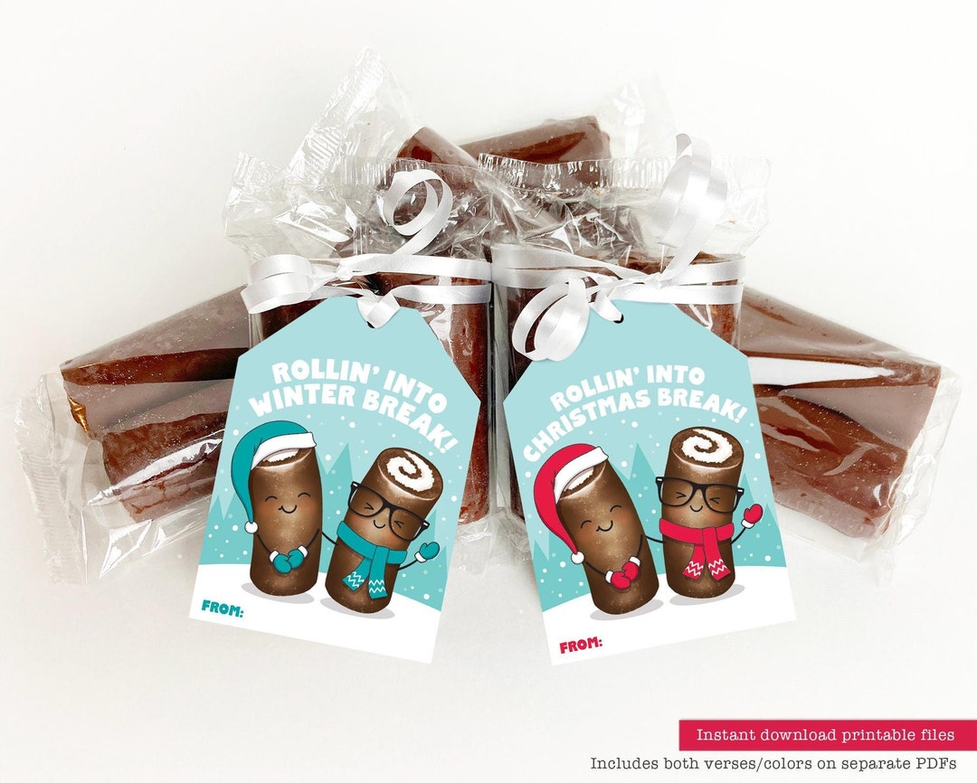 Printable Christmas Break and Winter Break Treat Tag Classroom Swiss ...