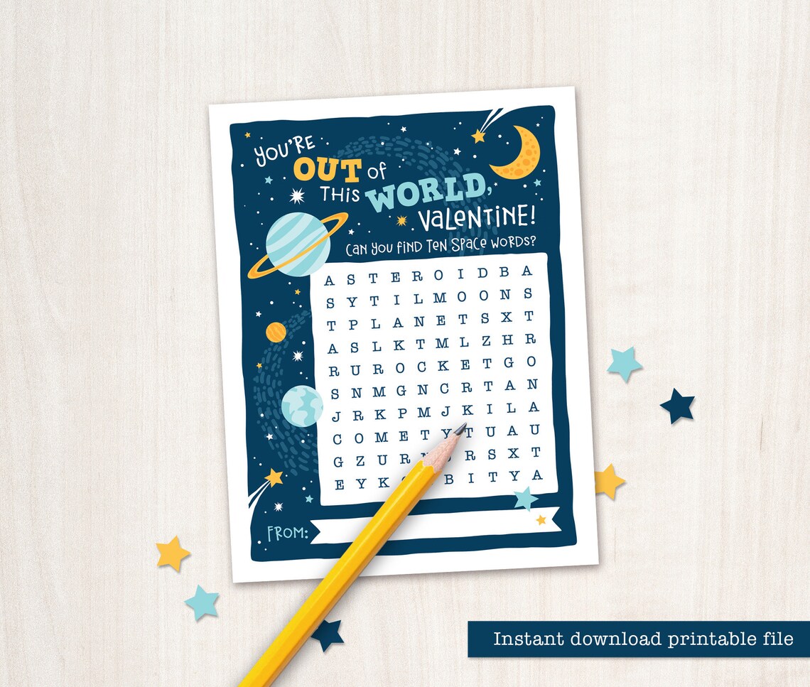 PRINTABLE Valentine Card for Kids Valentine Word Search - Etsy