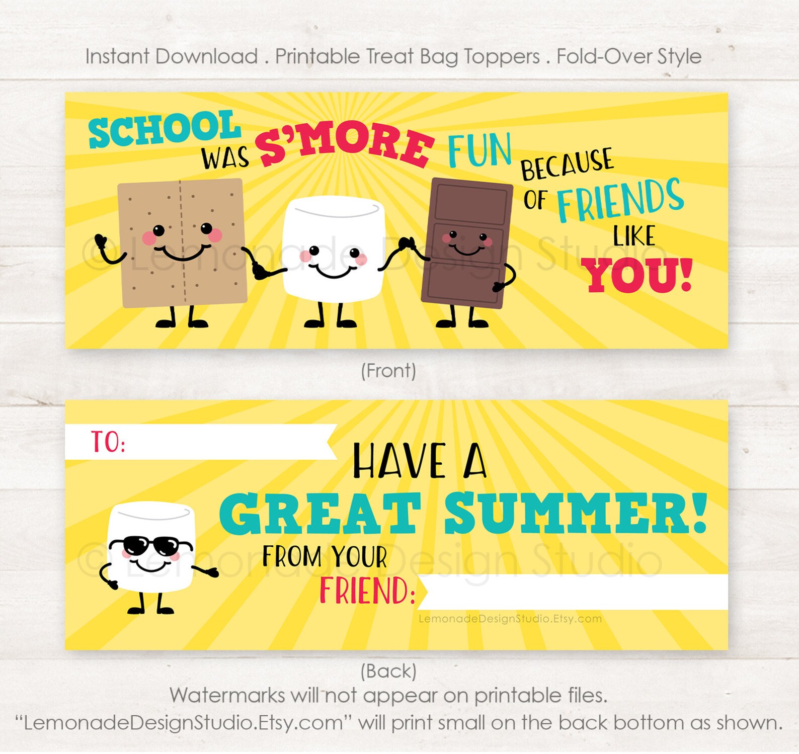 PRINTABLE End Year Gift Tags Smores Tags S'mores Favor - Etsy