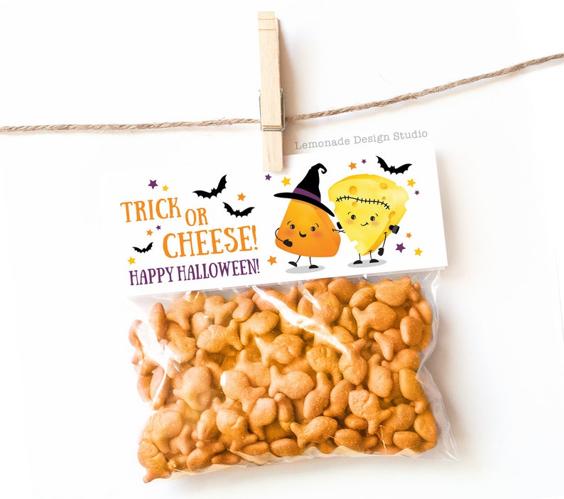 Printable Halloween Class Favors Treat Bag Toppers Cheese - Etsy