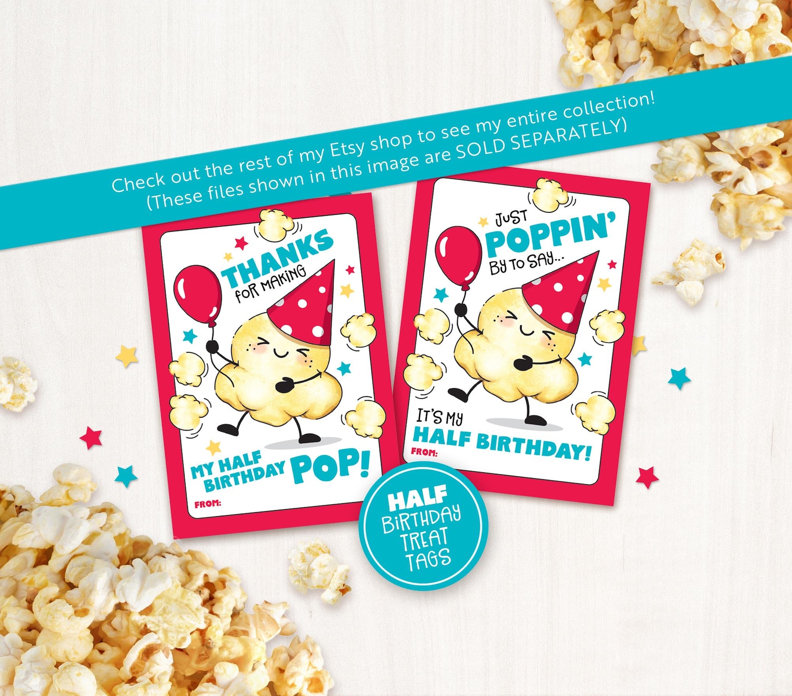 HALF BIRTHDAY Printable Treat Tag for Crispy Rice Treats Classroom ...