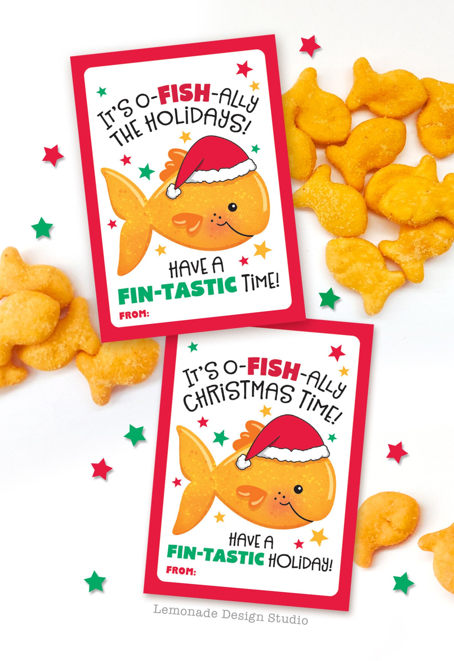 Printable O-fish-ally the Holidays Christmas Snack Tag Goldfish ...