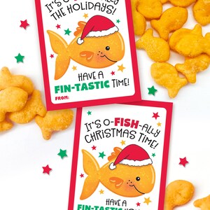 Printable O-fish-ally the Holidays Christmas Snack Tag Goldfish ...