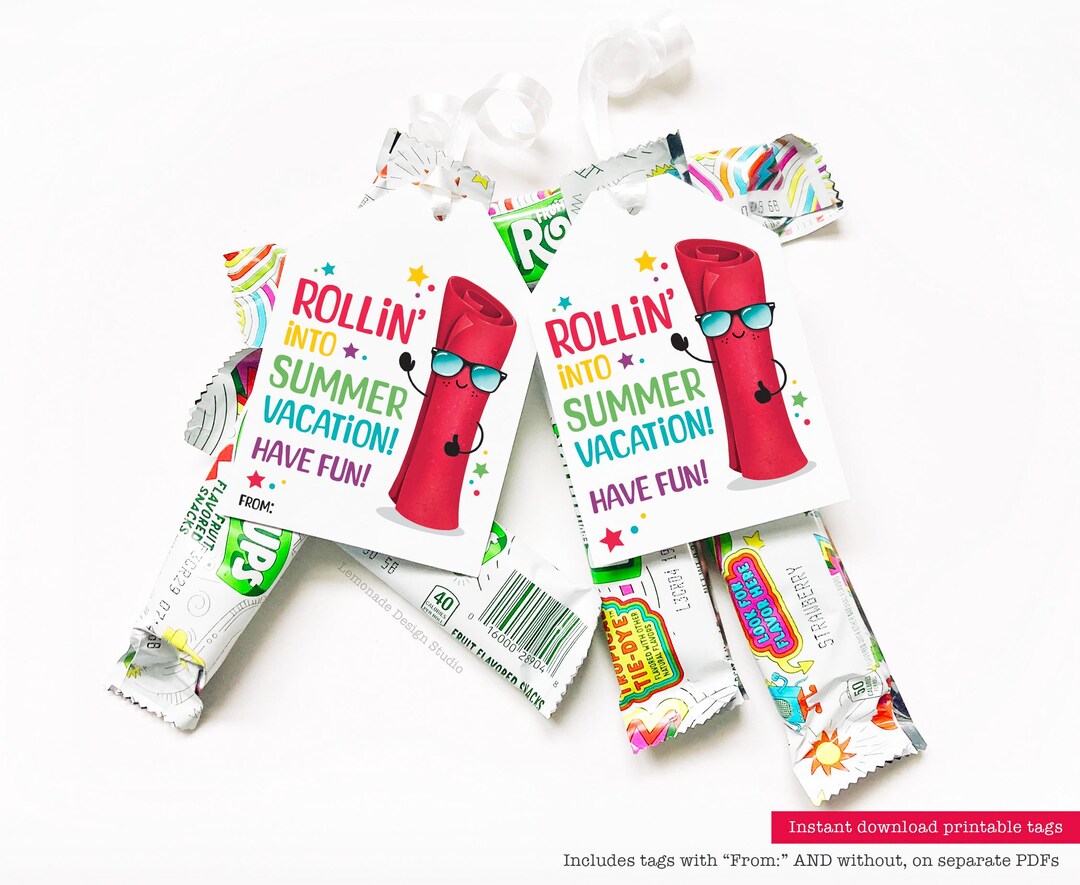Printable Summer Fruit Rolls Last Day of School Classmate Fruit Snack ...