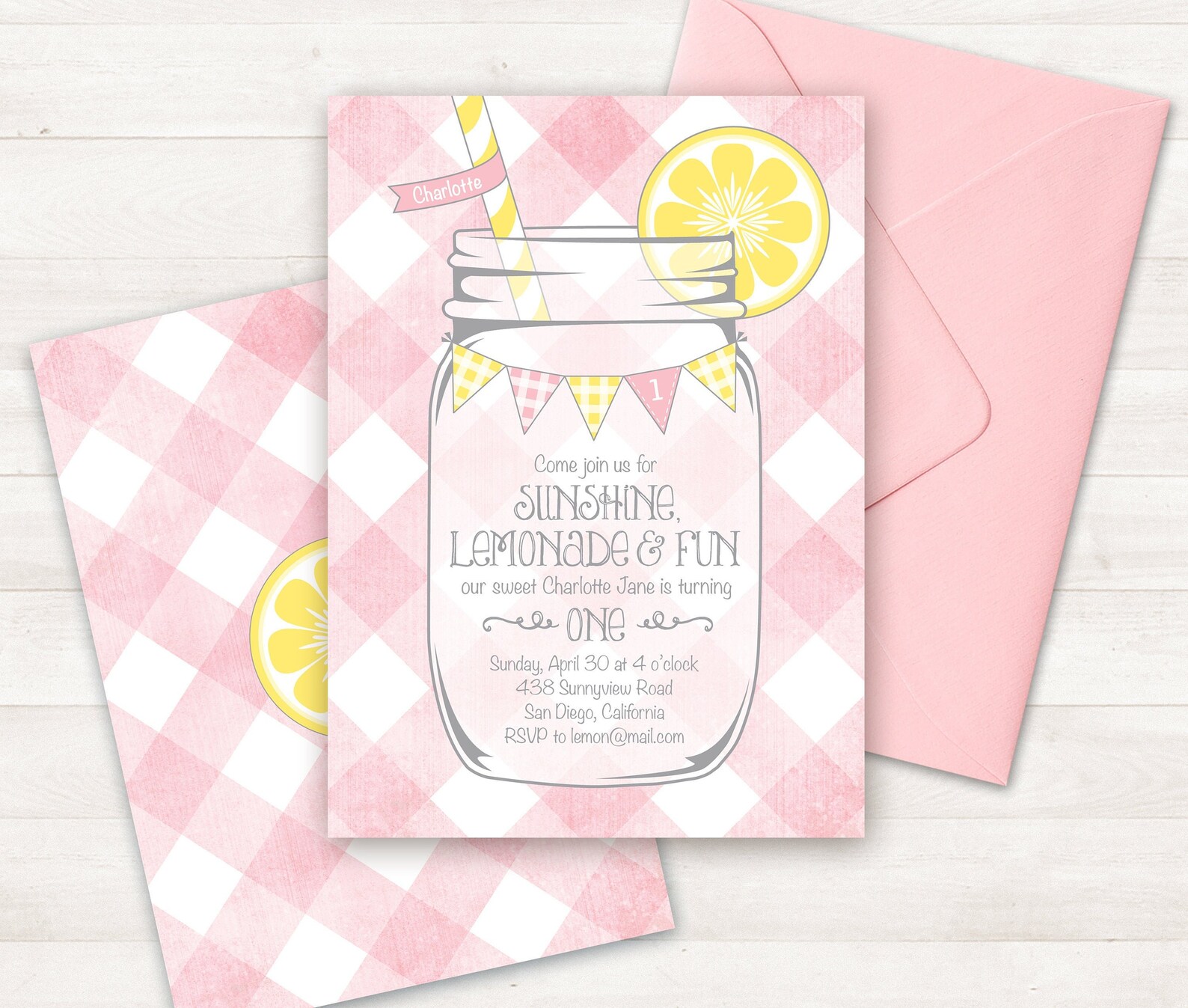 First Birthday Lemonade Invitation Sunshine Lemonade Fun - Etsy