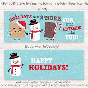 PRINTABLE Holiday Favor Tags, Christmas Treat Tags, Christmas Smores ...