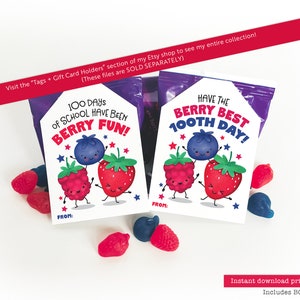 100 Days of School Printable Snack Tags for Students Happy 100th Day of ...