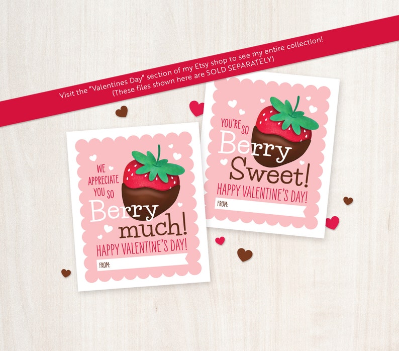 Kids Valentine Tags for School Berry Fruit Snack Valentine - Etsy