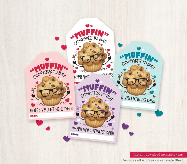 Kids Valentines Cards Muffin Valentine Tags Printable - Etsy