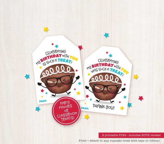 Printable Birthday Treat Tag Classroom Birthday Treat Prepackaged Party ...