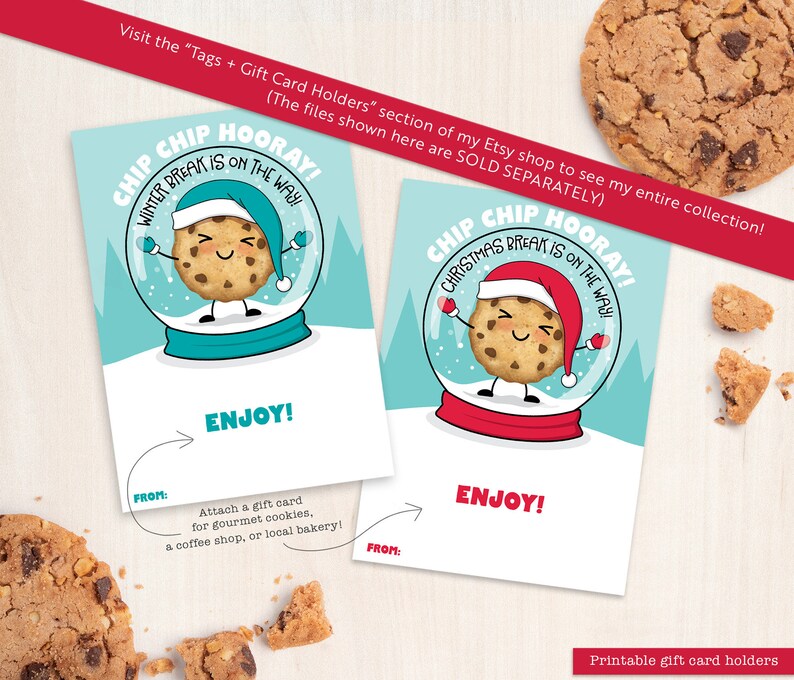 Printable Christmas Cookie Tags Classroom Treat Bag Holiday Tags ...