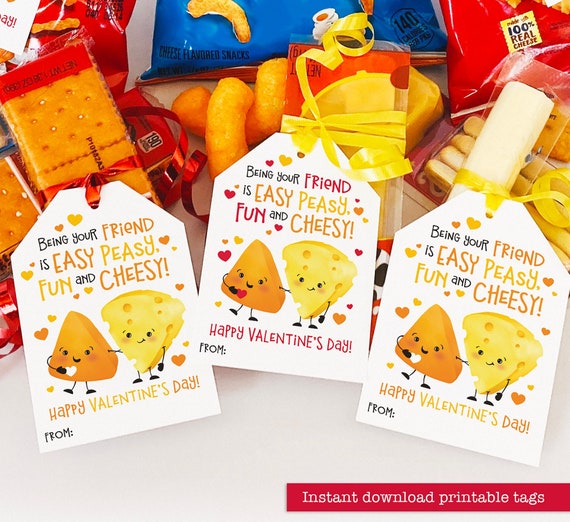 Kids Valentine Tags Printable Cards Cheese Valentine Tags - Etsy