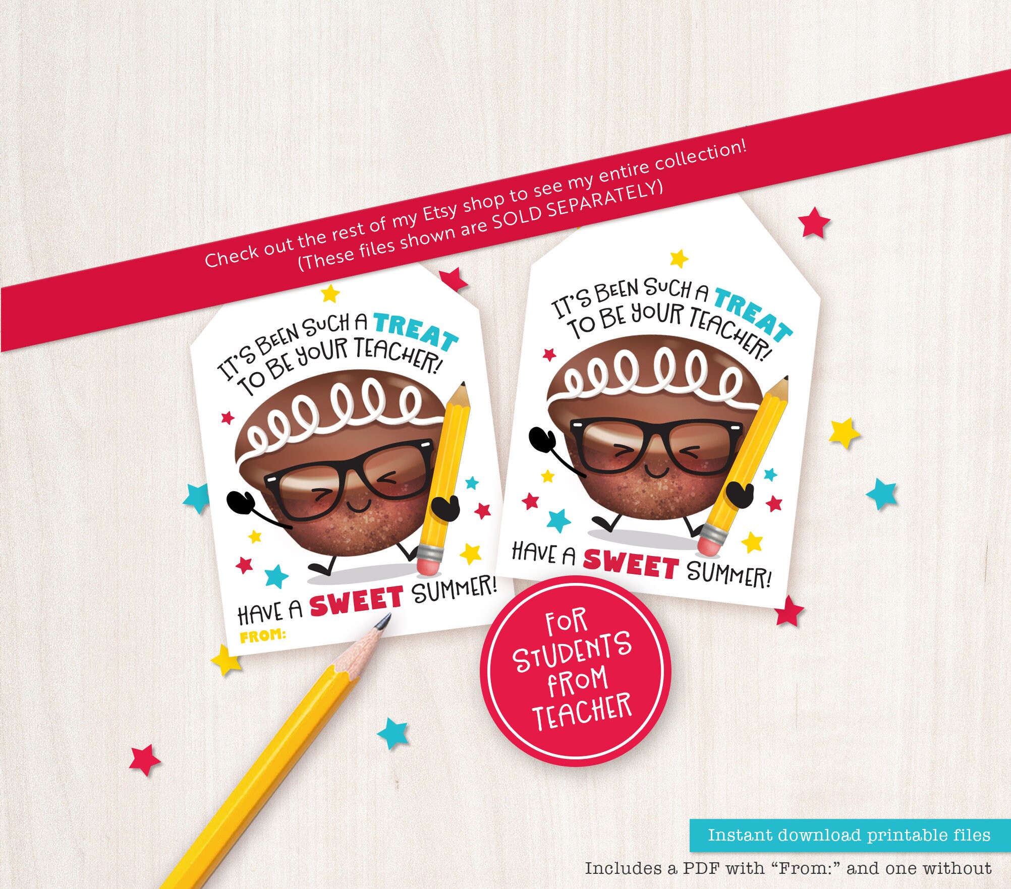 Printable Last Day of School Treat Tag Cupcake Tag End of School Year ...
