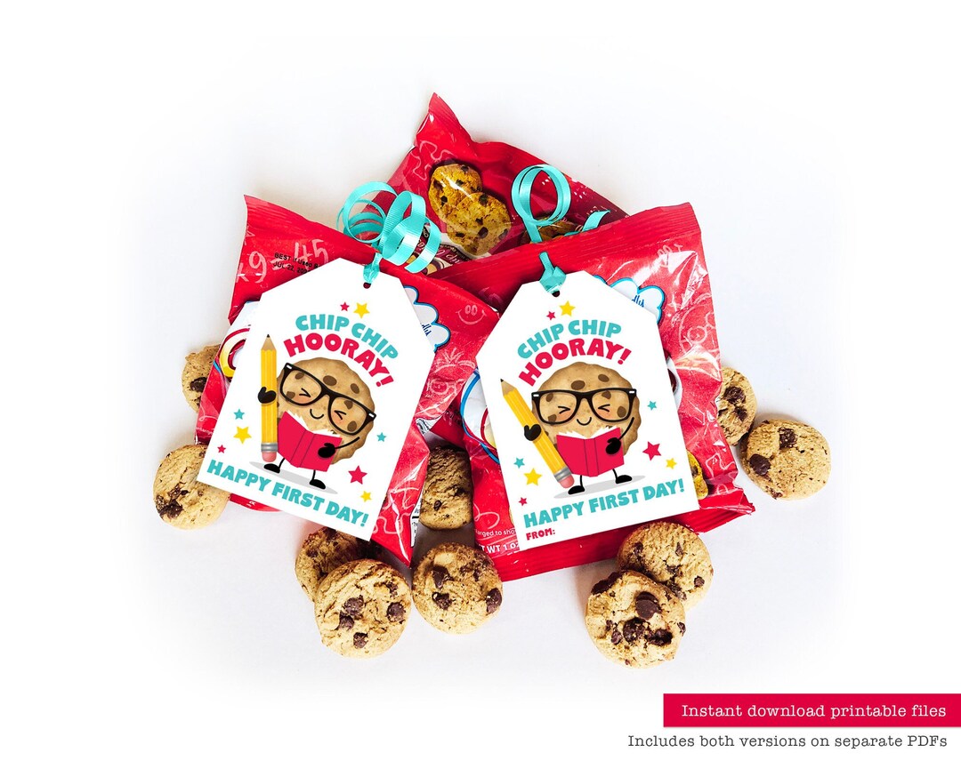 Back to School Treat Tags Printable Cookies Happy First Day of School ...