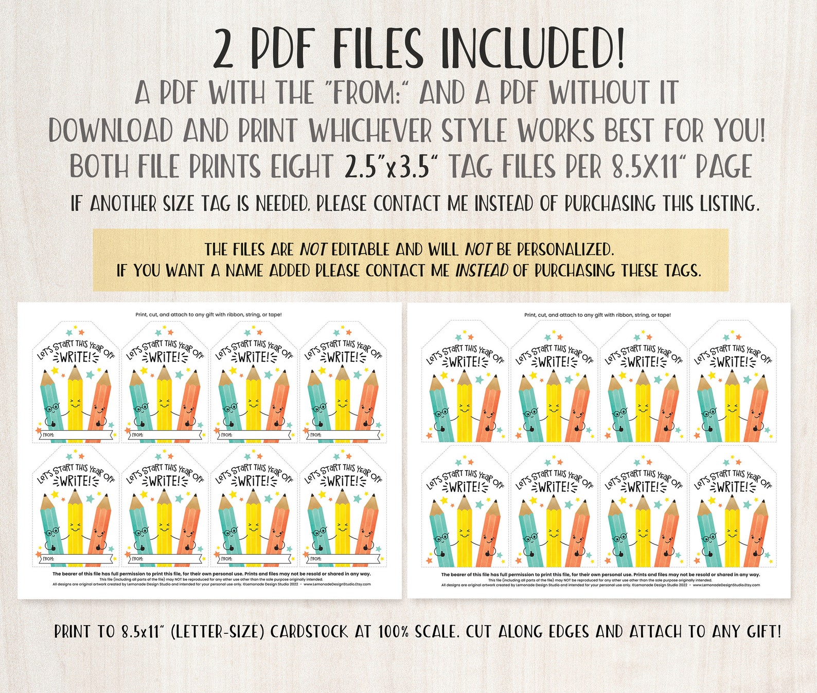 Printable Back to School Supplies Gift Tags Classroom First Day of ...