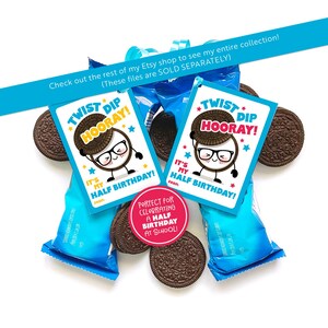 Printable HALF Birthday Treat Tag Classroom Treat Bag Tag Chocolate ...